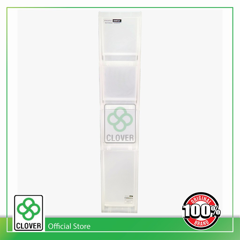 CLOVER 4 Tiers Slim Storage Drawer with Wheels - More Natural Slim NA ...