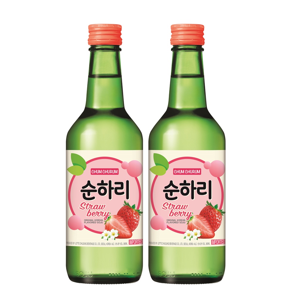 LOTTE Strawberry Soju - Pack (2 x 360ml) [Chum-Churum Korean Soju ...
