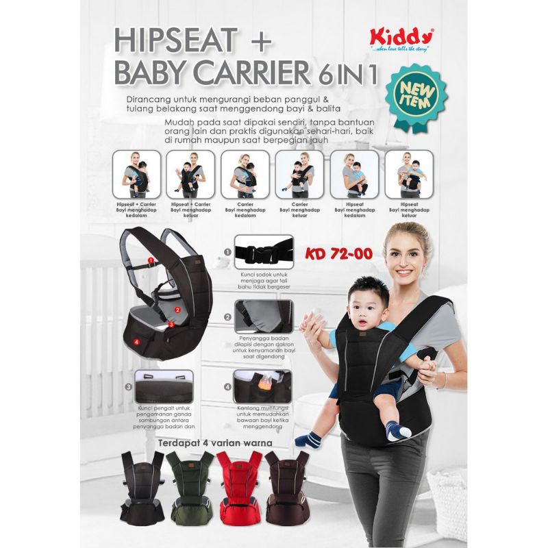 KIDDY Hipseat + Baby Carrier 6 in 1 (kd 7200) / Baby Front Carrier ...