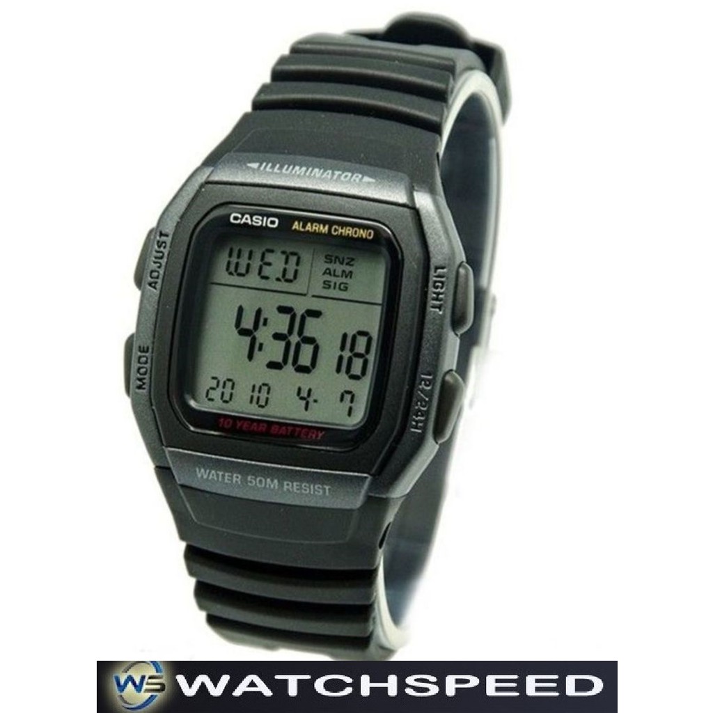 Casio W-96H-1B W96H-1B Men's Digital Retro Black Resin Dual Time Watch ...