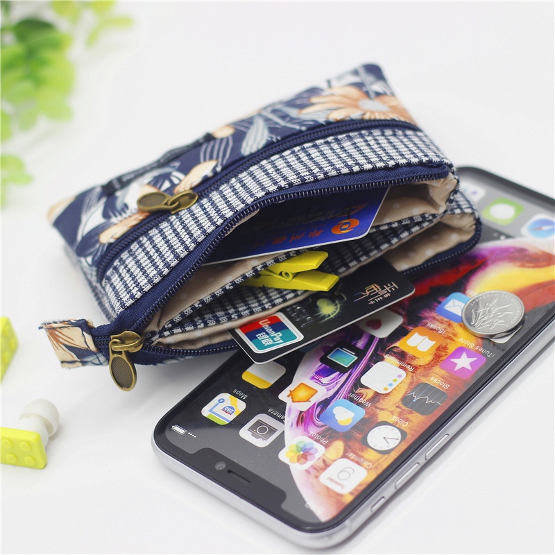 Fashion Flower Multi-layer Cotton Fabric Coin Purse Women Card Wallet ...