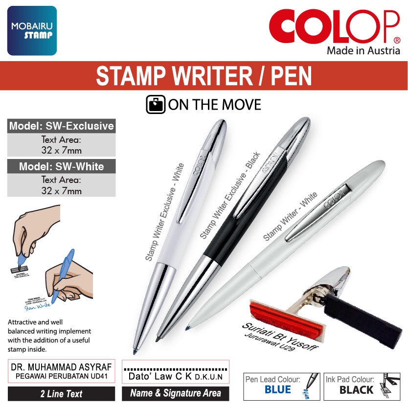 COLOP Stamp Writer Pen Exclusive - Customized Rubber Stamp & Ball Pen 2 ...