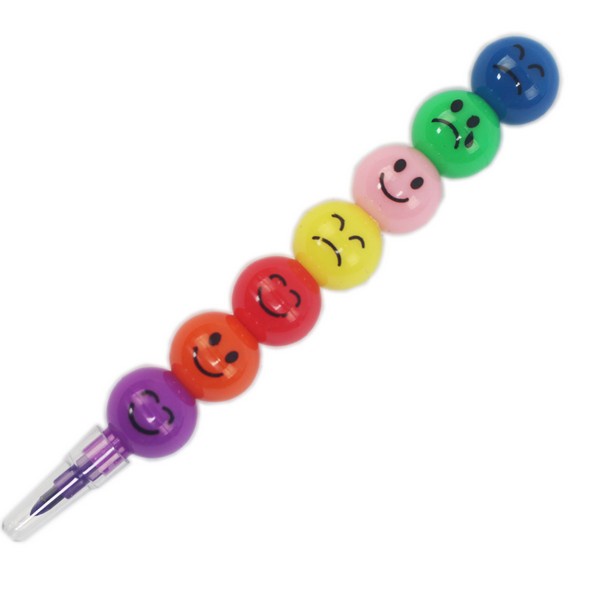7 Colors Smiley Rainbow Pen Emoticon Ball Crayon Face No-Sharpen Color ...