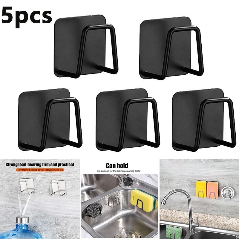 5PCS Self Adhesive Kitchen Sponge Holder Drying Rack Sponges Drain Sink ...