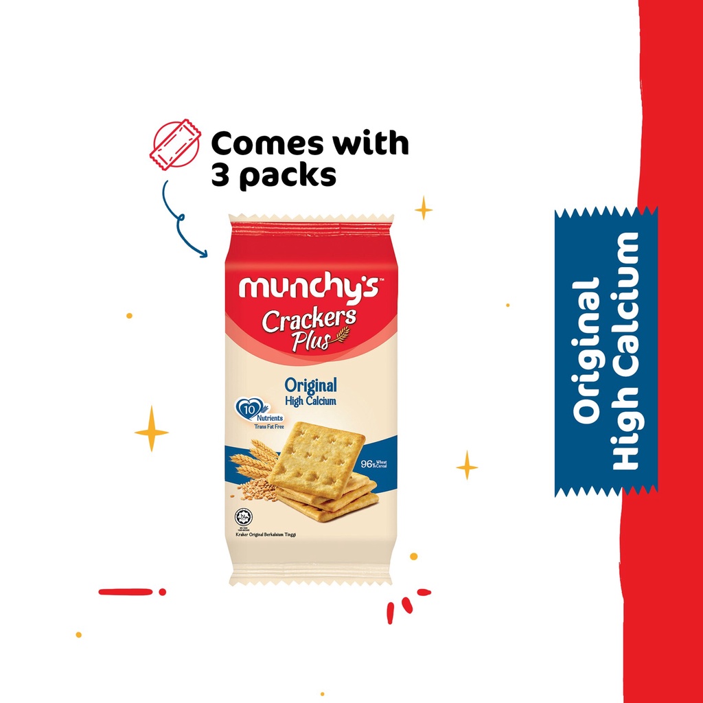 Munchy's Crackers Plus Original High Calcium Biscuits 300G (Halal ...