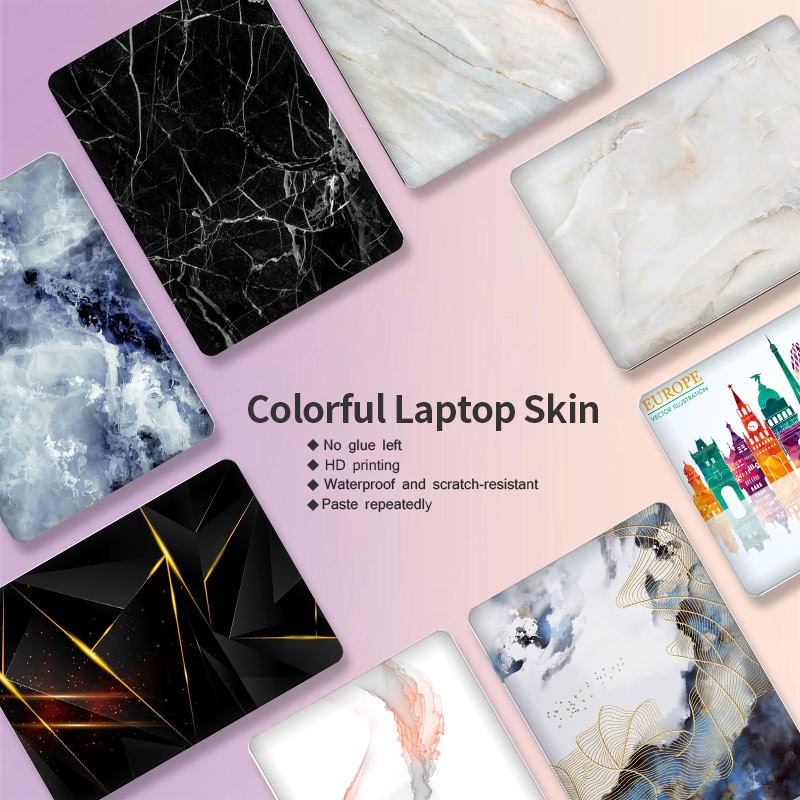 3-Side Wrap Marble Laptop Skin - DIY Full Protection Sticker for 12-17 ...