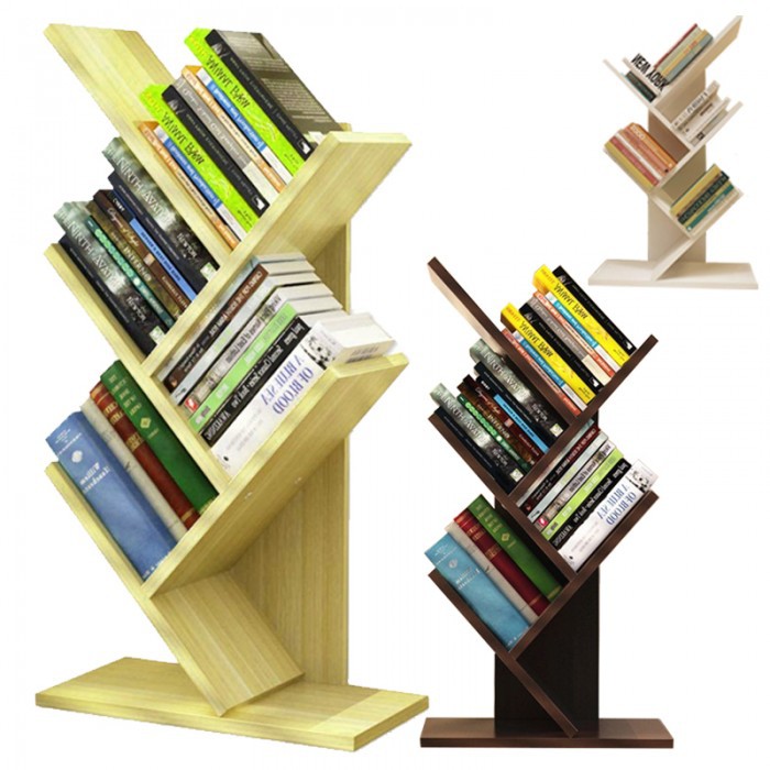 5 SHELF TREE BOOKSHELF COMPACT BOOK RACK BOOKCASE DISPLAY STORAGE(3457 ...