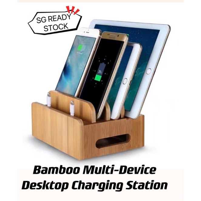 [SG] Premium Bamboo Multi-Device Charging Station Charger Dock Stand ...