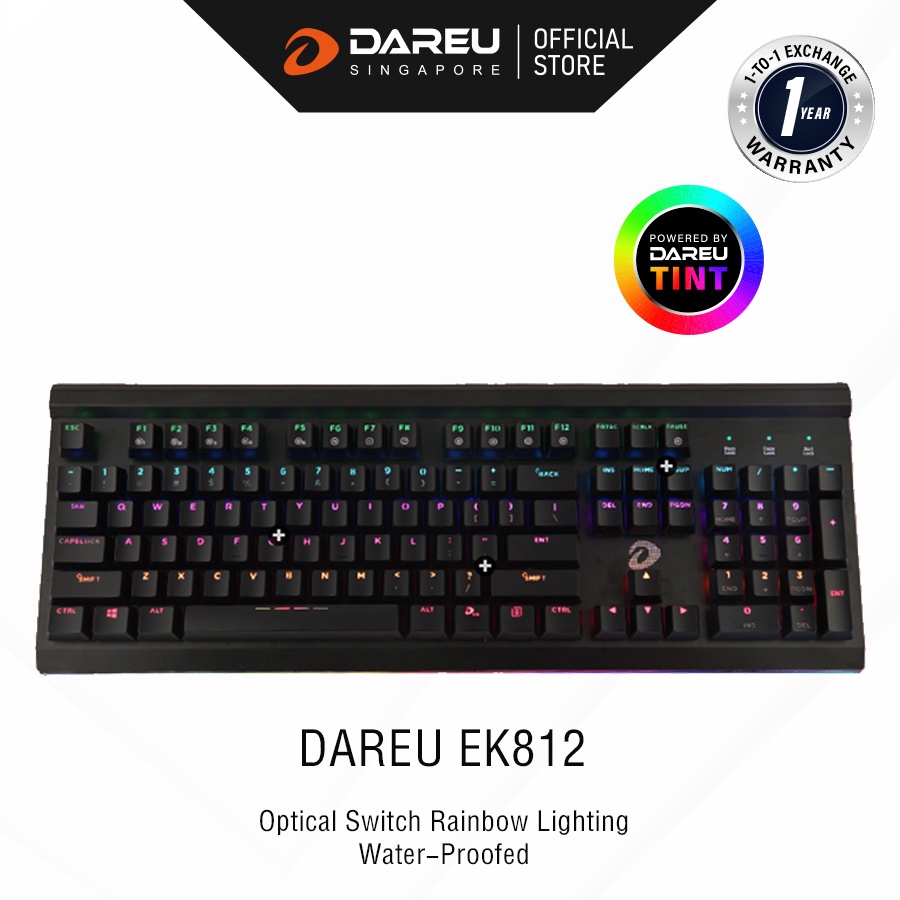 DAREU EK812 ELITE Rainbow Backlit Wired Full Size Mechanical Gaming Keyboard | Shopee Singapore