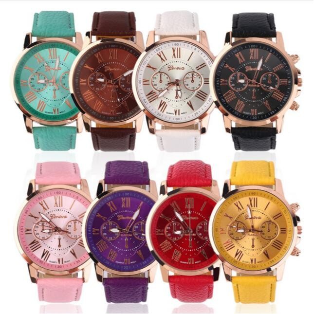 【Ready Stock】12 Colors Watch PU Leather Quartz Watch Christmas Gifts ...