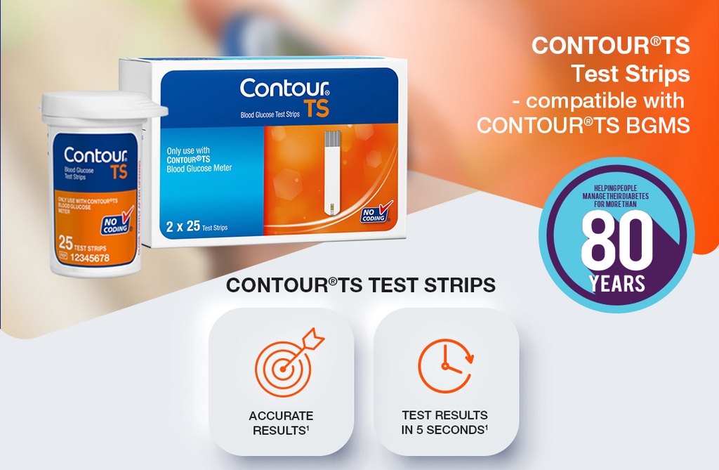 CONTOUR®TS Blood Glucose Test Strips 50's | Shopee Singapore