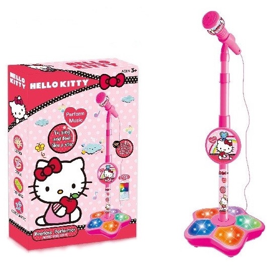 Hello Kitty Microphone Karaoke Stand With Light Connect to MP3 Player ...