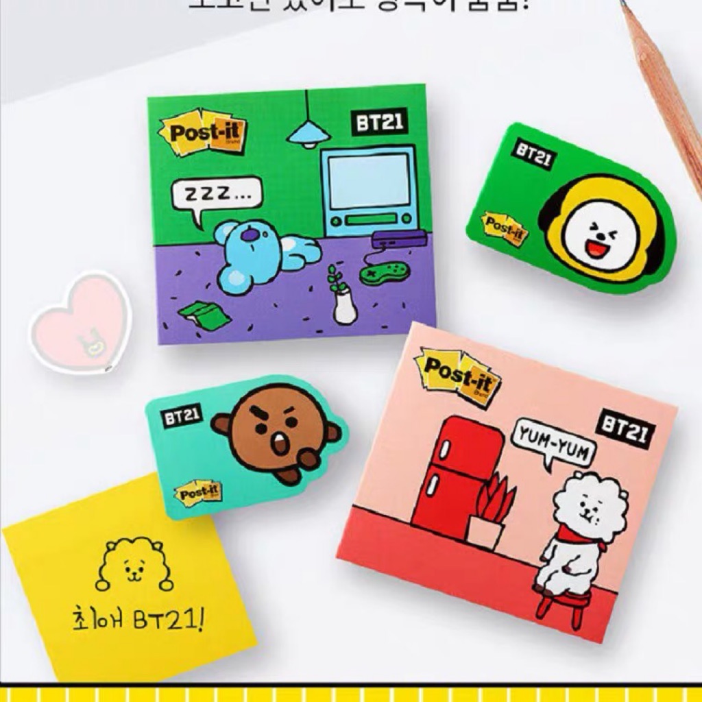 BT21 Friends BTS Post It Sticky Note Pad | Shopee Singapore