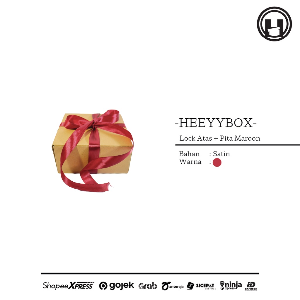 Heeyybox | Corrugated Box Top Lock Model + Maroon Ribbon / Gift Box ...