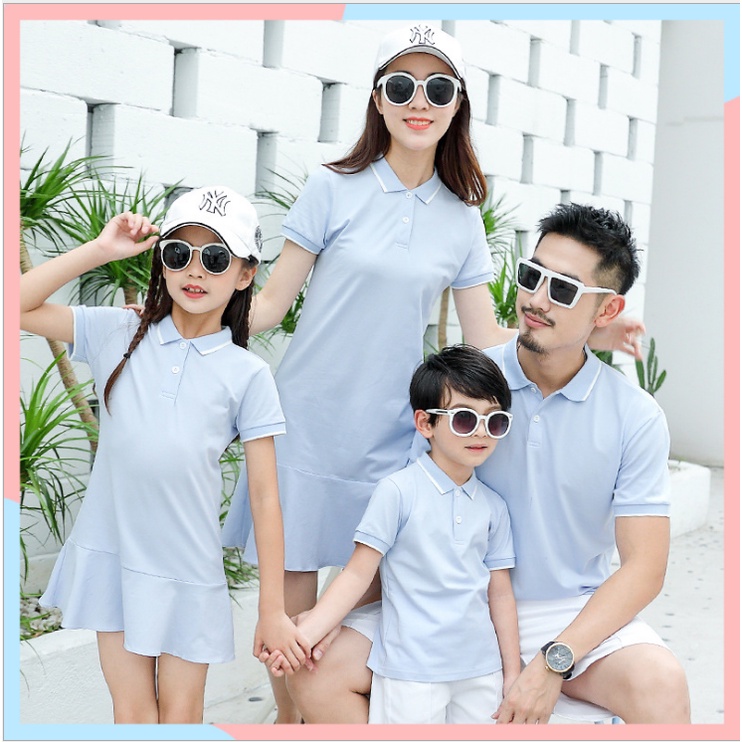 Blue Polo Family Dress Men Shirt Boy tshirt Women Girl Dress Mini Dress ...
