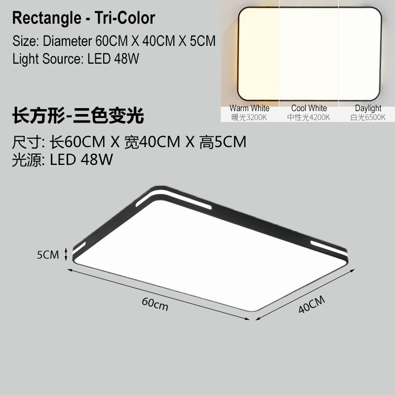 Slim Round Square Rectangle LED Ceiling Light Minimalist Modern Stylish ...