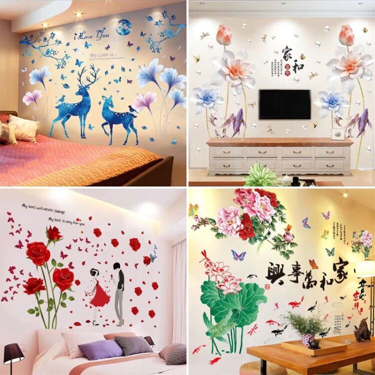 Wall sticker paper stickers bedroom wall warm room wall stickers bed ...