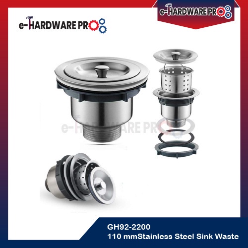 4 inch Full 304 Stainless Steel Kitchen Sink Waste Trap Strainer with ...