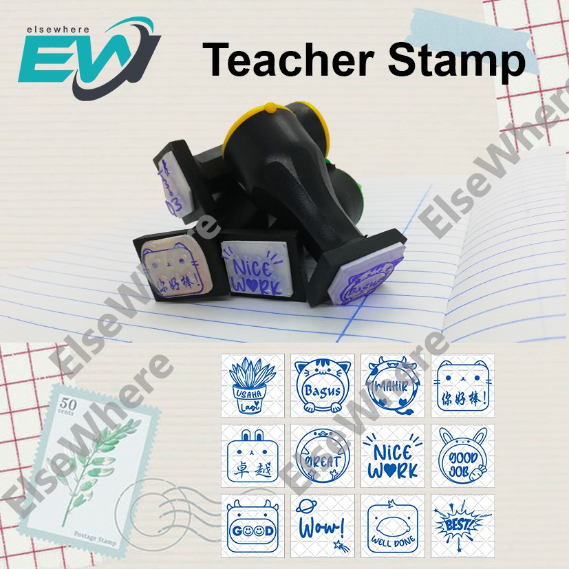 Teacher Comment Rubber Stamp 20x20mm / 10x30mm Chop Rubber Cop Ulasan ...