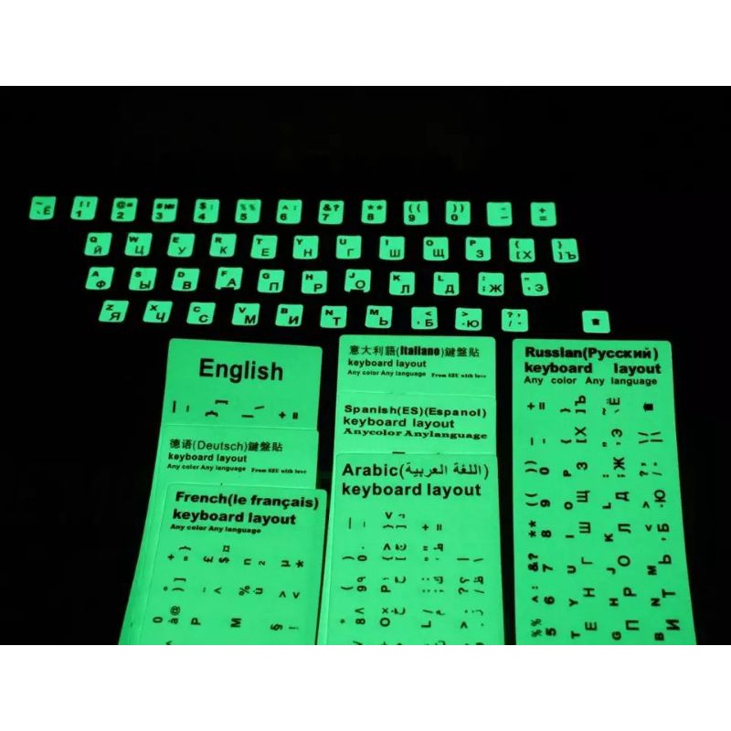 Glow In the Dark Keyboard Sticker Korean Arabic English | Shopee Singapore