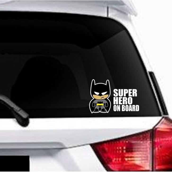 Batman SUPER HERO ON BOARD Car STICKER Car Glass STICKER Funny Car ...