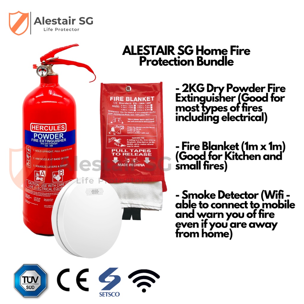 Home Fire Protection Premium Bundle comes with Fire extinguisher, Smoke ...