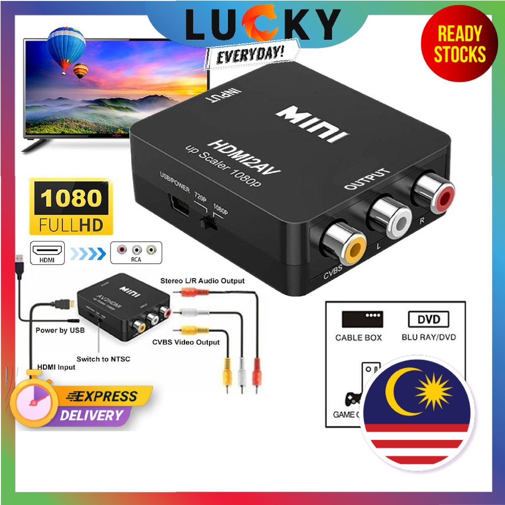 HDMI To RCA HDTV TO AV Adapter / RCA To HDMI Video Converter Box 1080P ...