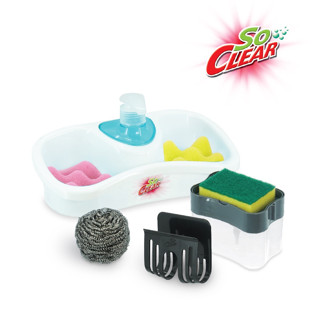SO CLEAR BASIC Mini Sink Adhesive Sponge Holder W/Suction Cup,Drain ...