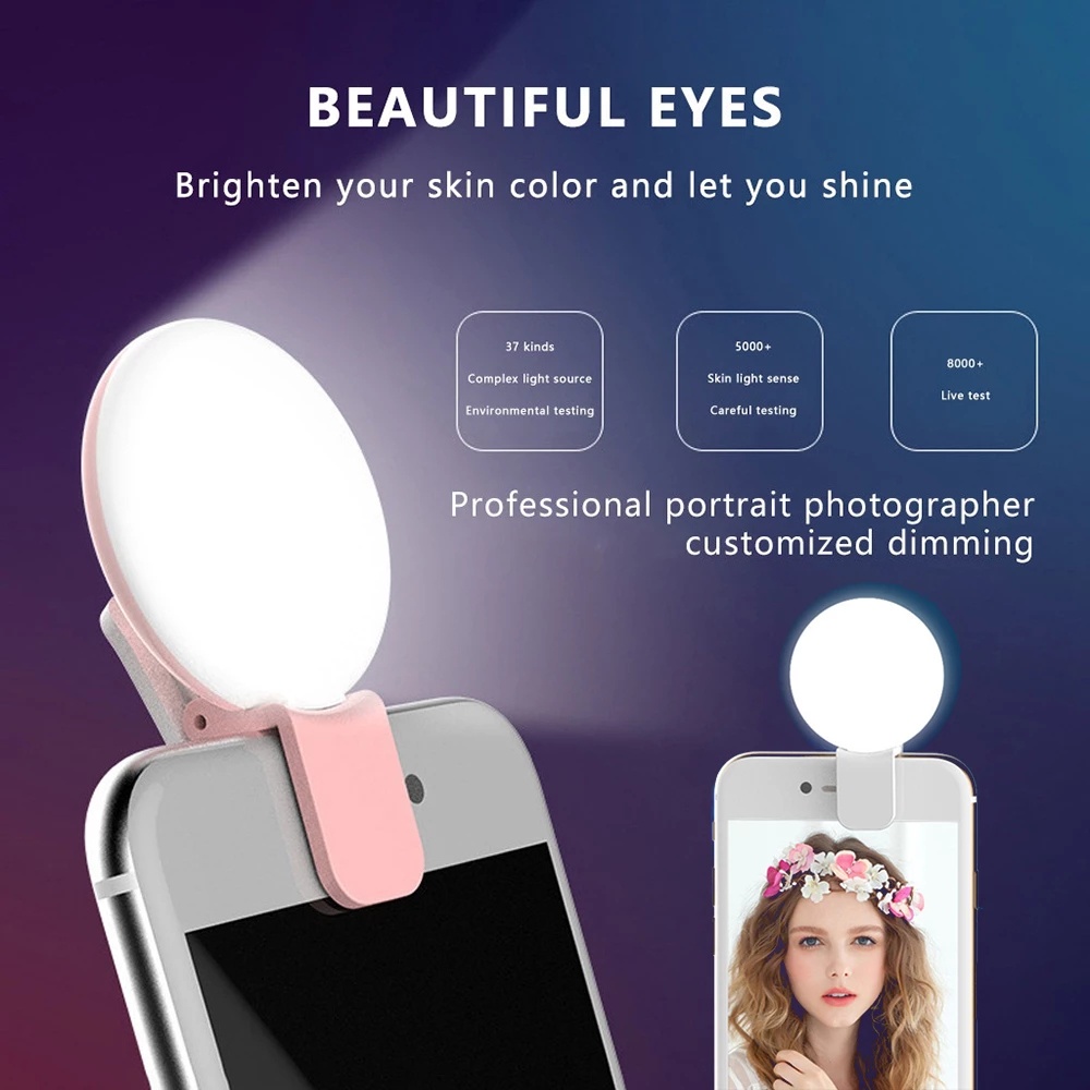 Portable Mini Selfie Ring Light/ 3 Light Modes Lens Beauty Fill Light ...