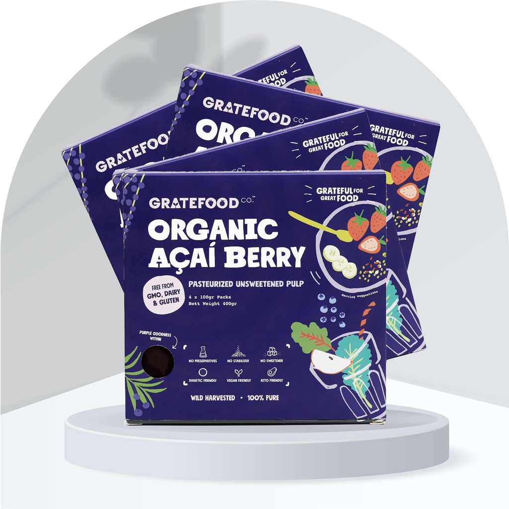 Gratefood Co's Organic Frozen Acai Pulp (Pasteurised) Box | 400g ...
