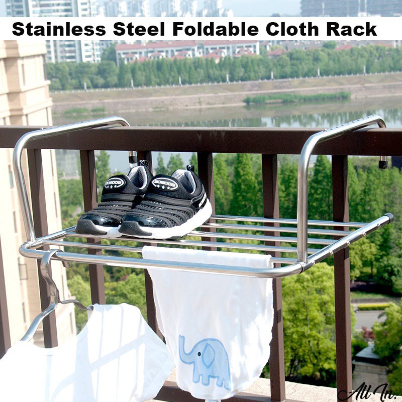 Cloth Rack Foldable Cloth Rack Stainless Steel Drying Rack Balcony Rack ...