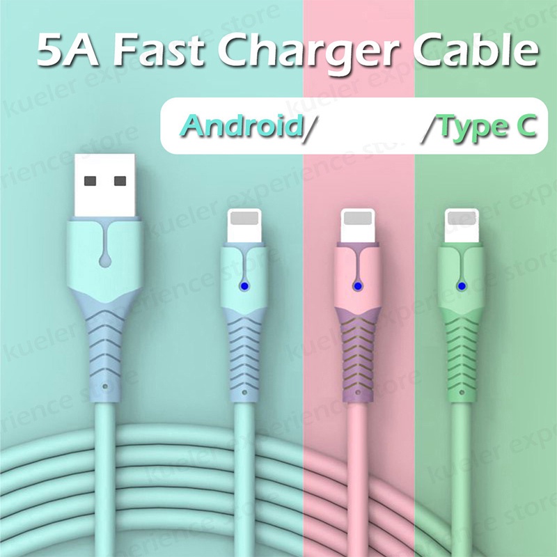 Fast Charging Cable Android Type-C Cable Liquid Soft Silicone Data ...