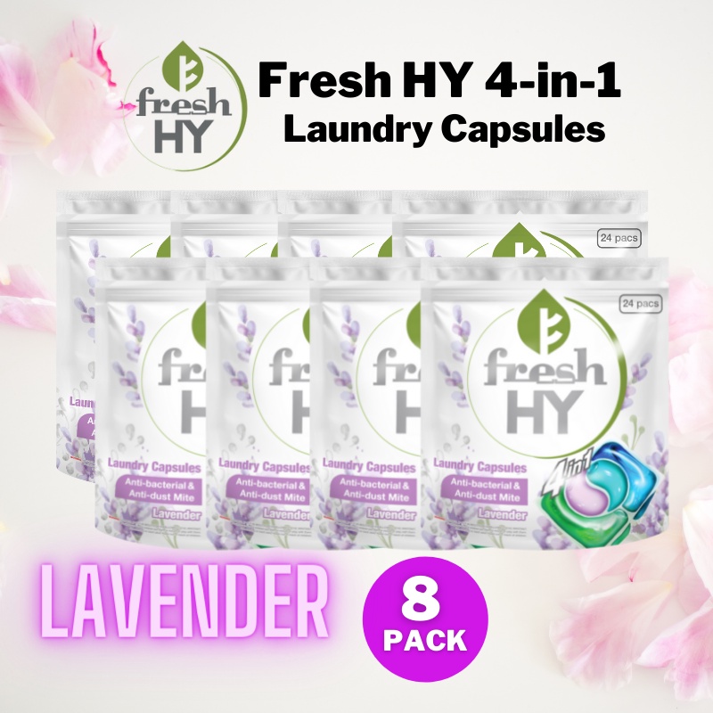 Fresh HY 4-in-1 Laundry Capsules 24pcs x 8 Refill Packs (Lavender ...