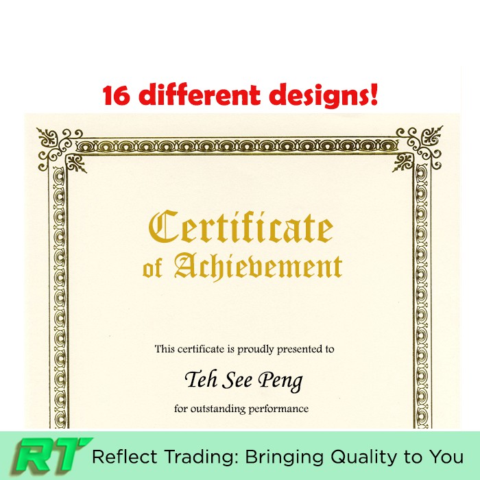 A4 160gsm Artzone Certificate Paper with Gold Hot Stamping and 16 ...