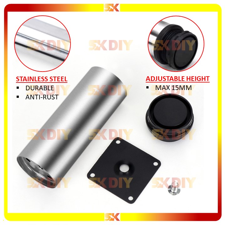 Modern BLACK & SILVER Stainless Steel Leg Furniture Cabinet Closet Feet ...