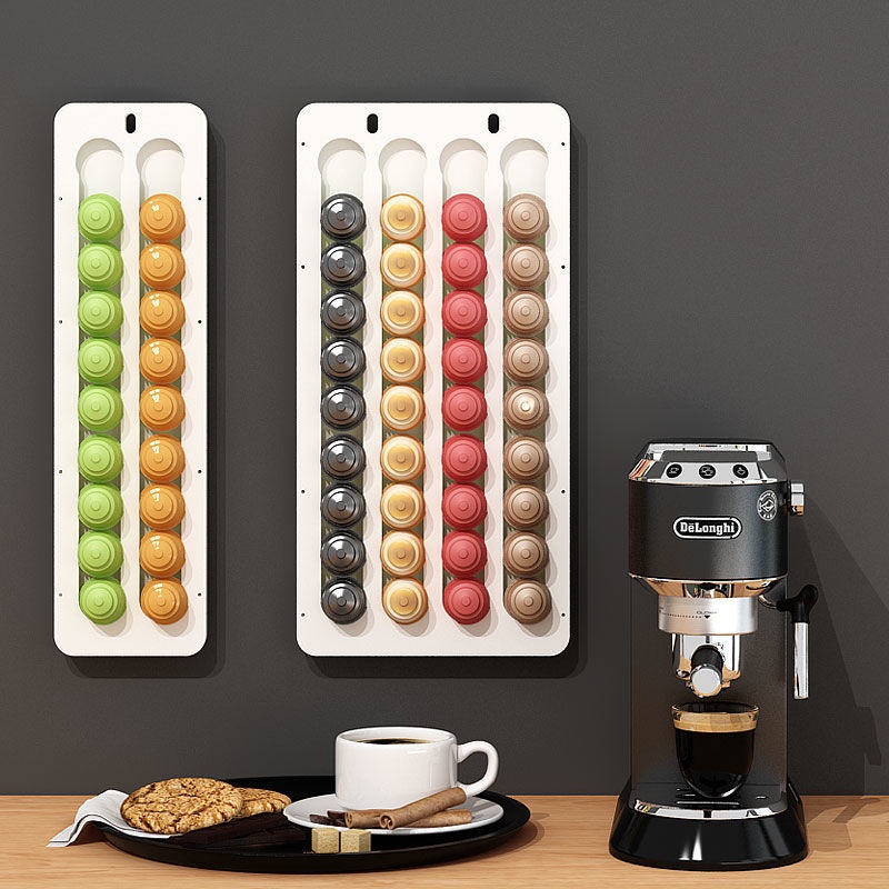 Creative Punch-Free Wall Hanging Capsule Coffee Storage Rack Coffee ...