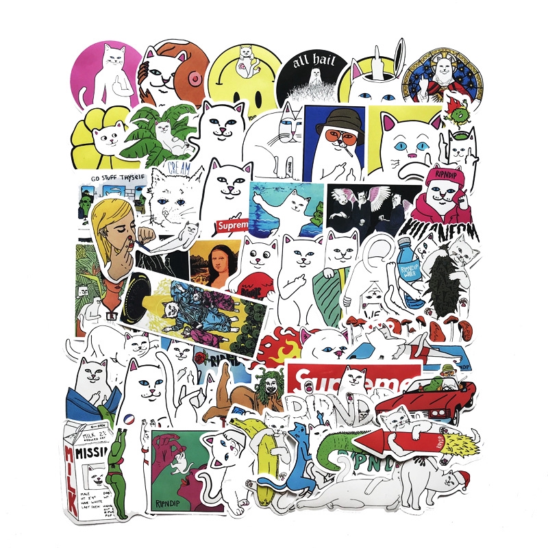 50pcs RIPNDIP Middle Finger Cat Waterproof PVC Stickers(Ⅱ) | Shopee ...
