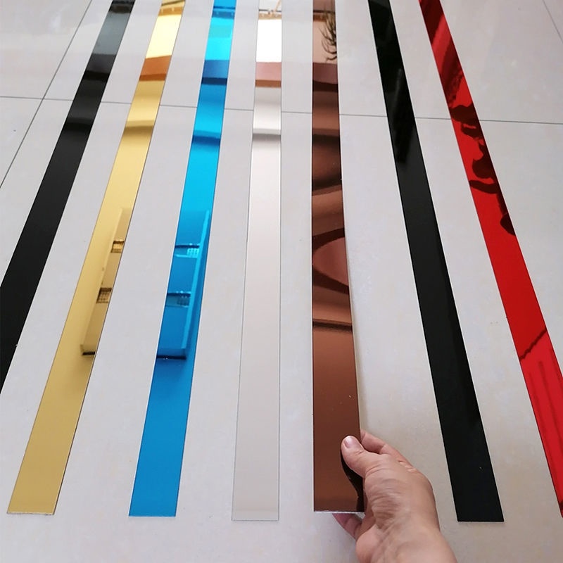 Acrylic Mirror Sticker Self-Adhesive Decorative Strip 3D Waistline TV ...