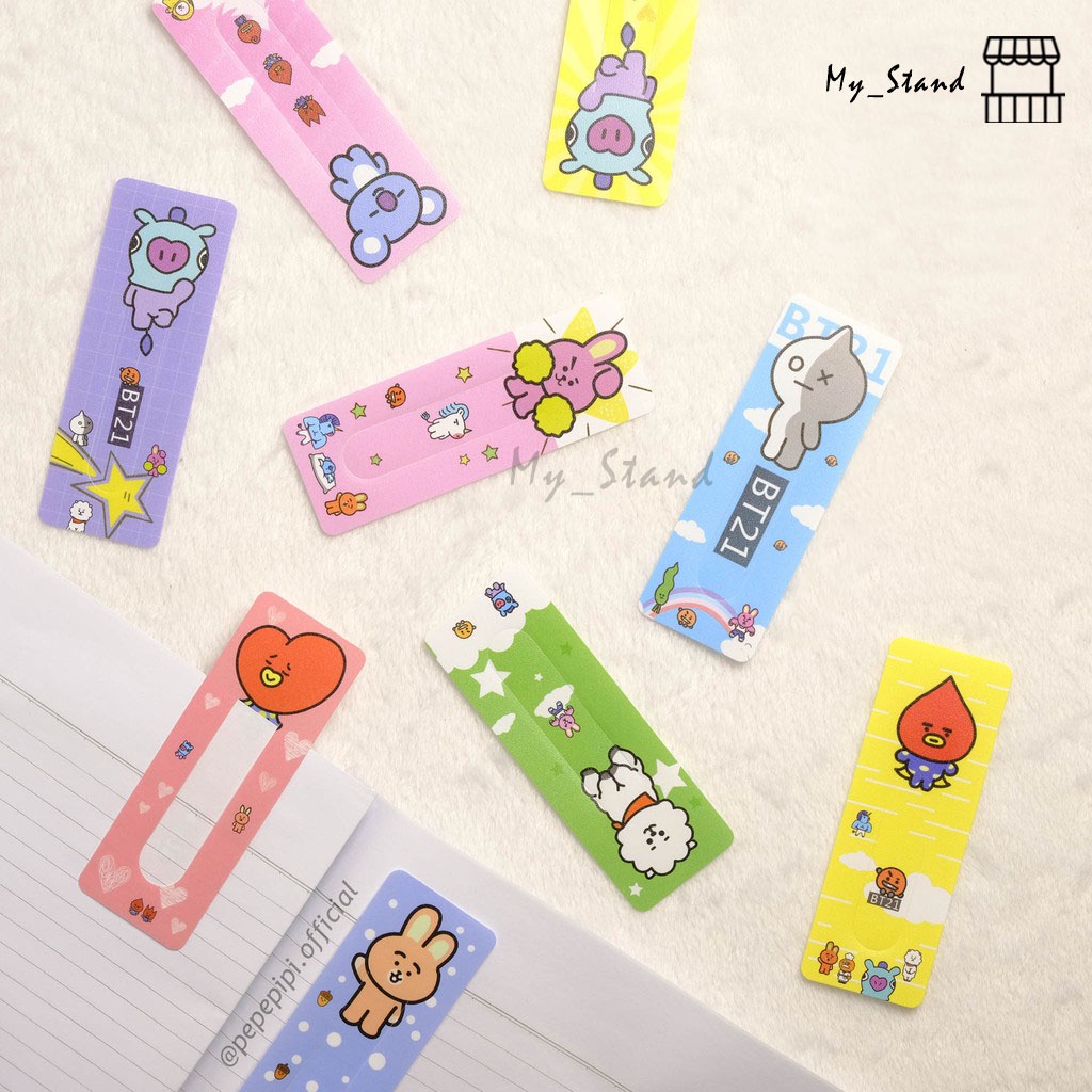 BTS Boy Band Korean Bookmark 21 Contents 15 Pcs Plastic Bookmark BT21 ...