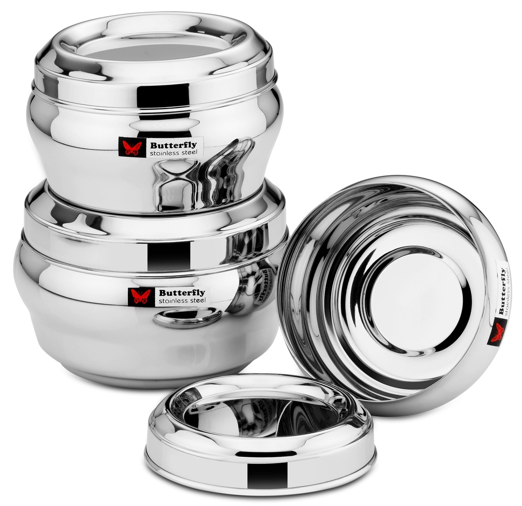 BUTTERFLY STAINLESS STELL CONTAINER PEPSI POT / THREE SIZES / STEEEL ...