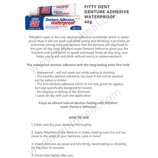 Fitty Dent Dentures Adhesive Super Waterproof 40g - fittydent Zinc-free ...