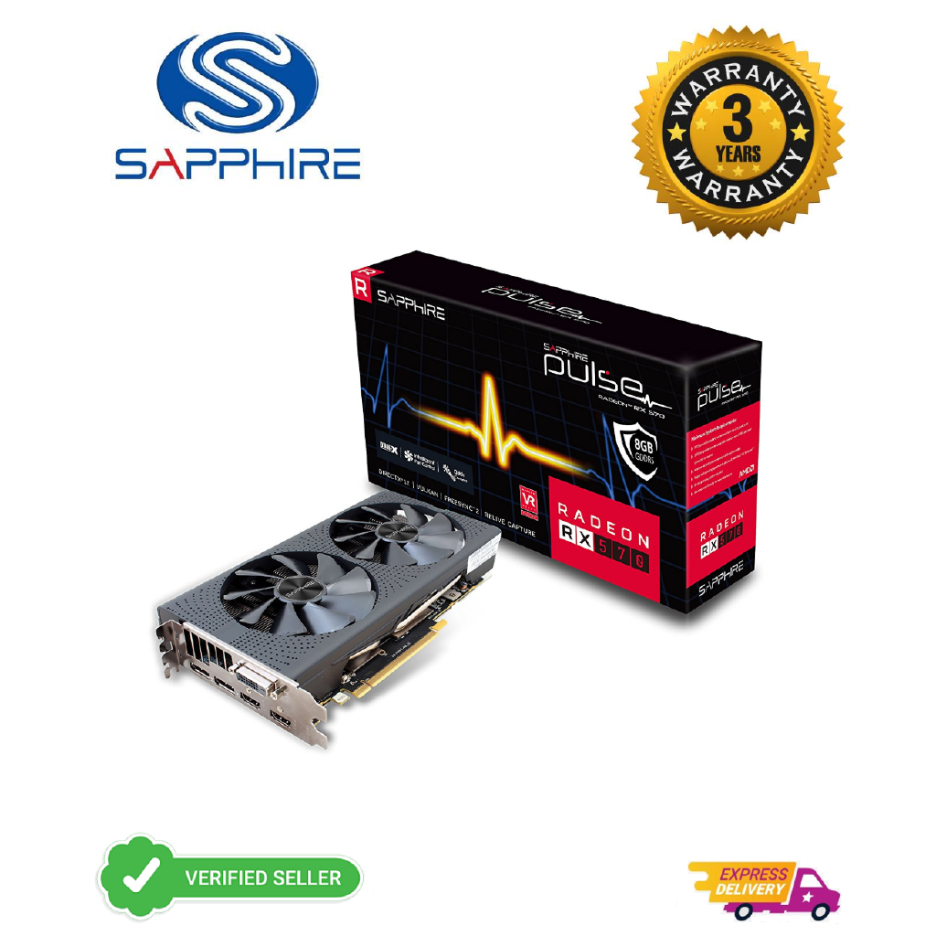 SAPPHIRE ATI RX 570 8GB GDDR5 256BIT PULSE OC W/BP (UEFI) | Shopee ...