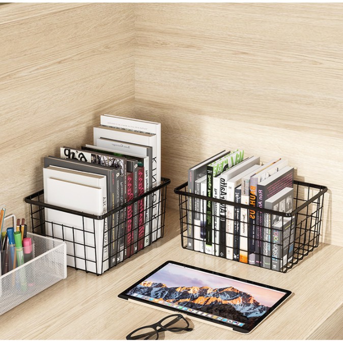 Children Student Books Storage Box Steel Basket Picture Books Organizer ...