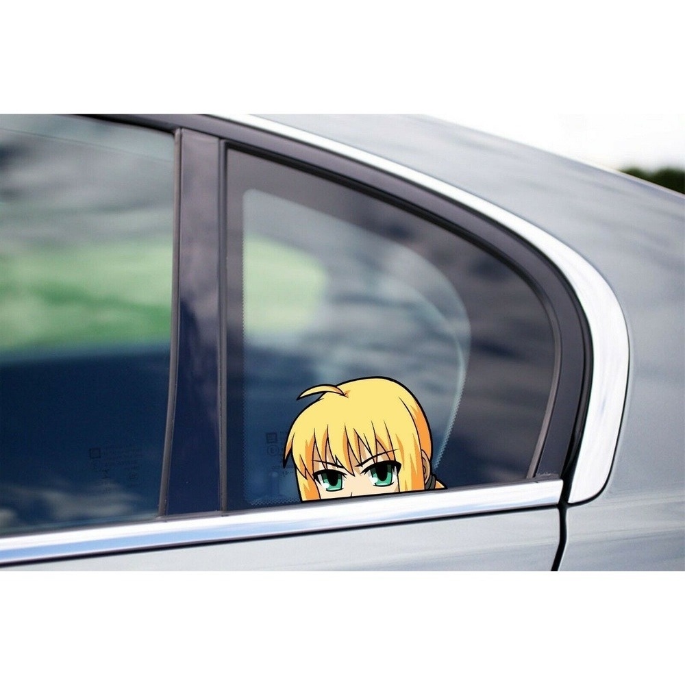 x2 Saber Peeker Peeking Window Vinyl Decal Anime Girl Sticker Fate/Stay ...