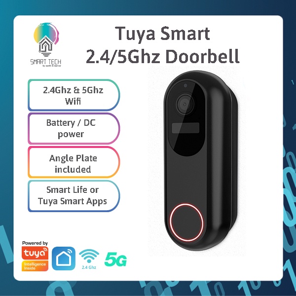 🇸🇬 SMART TECH® Tuya Wifi Smart Video Doorbell Door Viewer 1080HD Wide ...