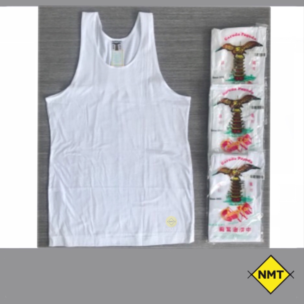 401 GARUDA PAGODA WHITE SINGLET/COTTON/KAIN KAPAS/SINGLET PUTIH/BAJU ...
