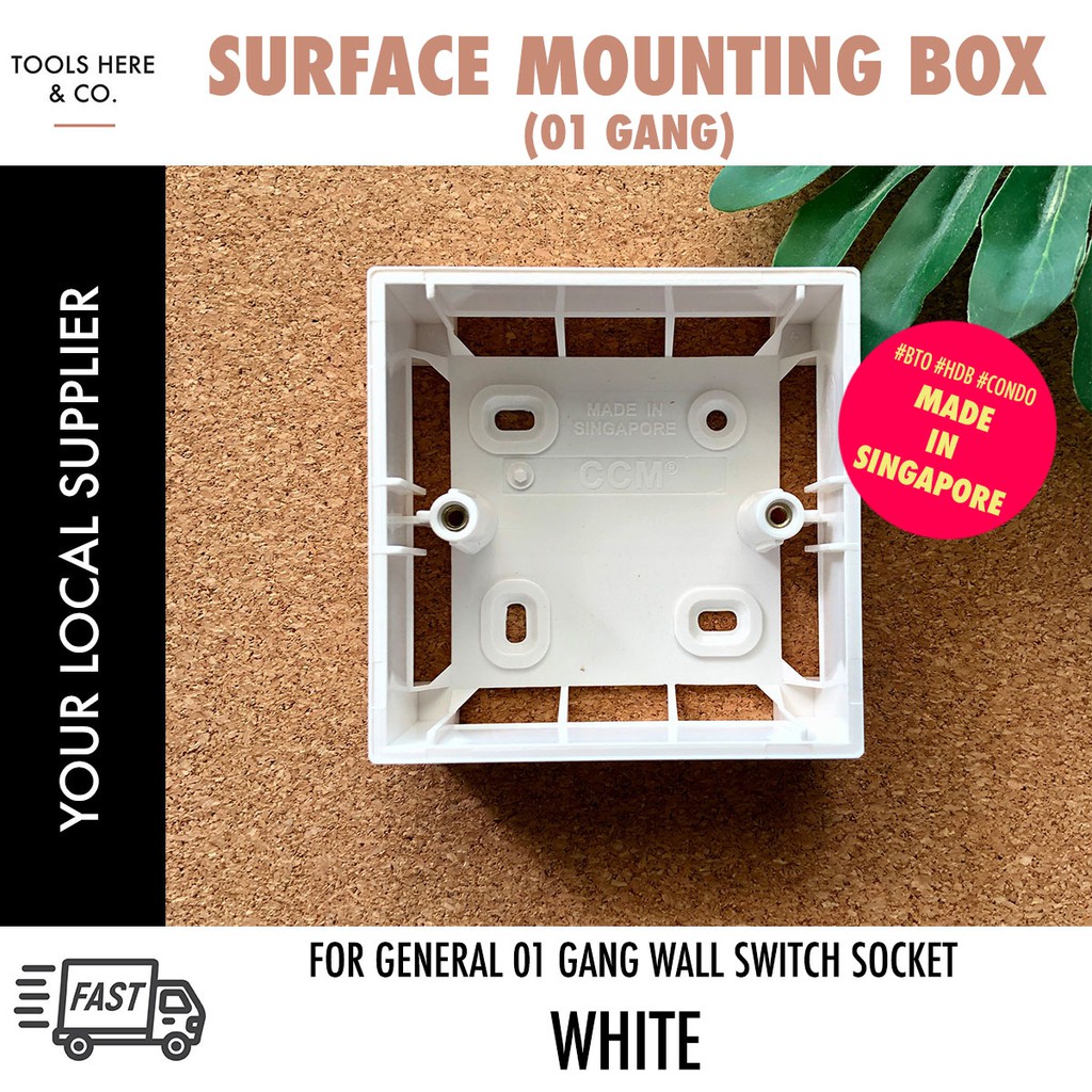 1 Gang PVC Surface Mounting Box - White | Shopee Singapore
