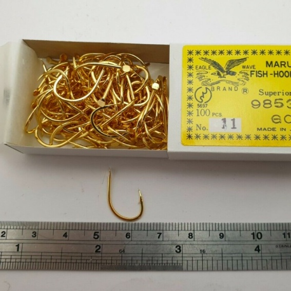 100pcs Bulk Maruto GOLD Hiramasa Forged Flatted 9853 Fishing Hooks 1box ...