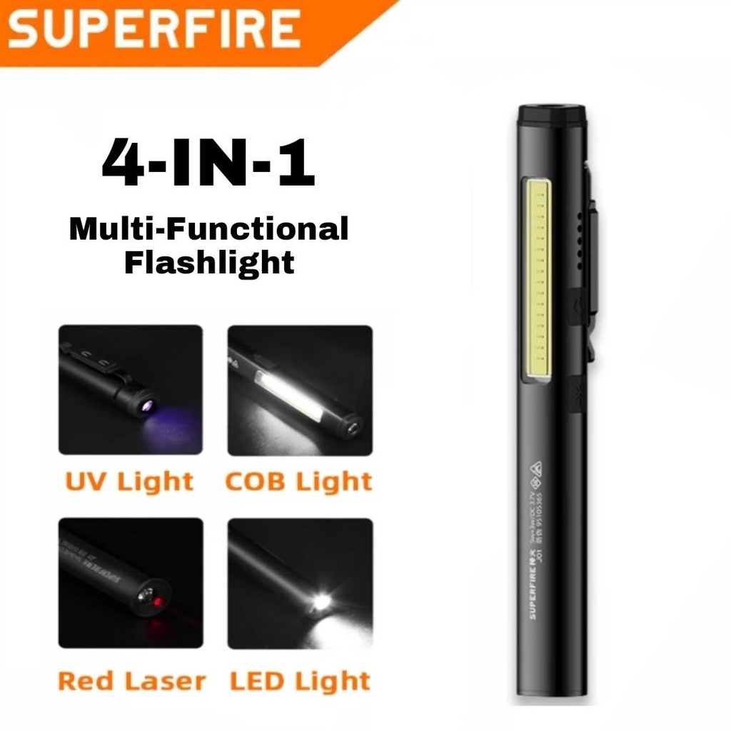 Superfire J01 Multifunctional Pen Light With Red Laser, UV & COD Side ...
