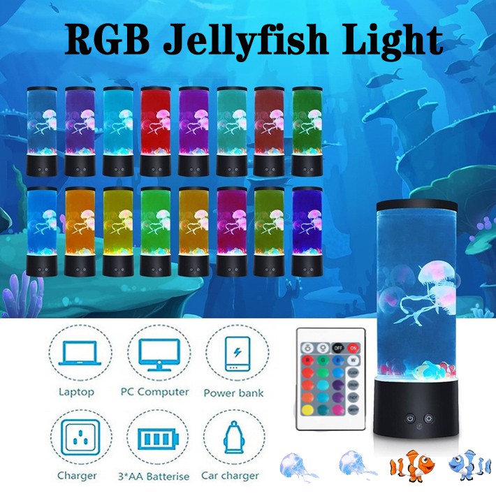LED Remote Control Fantasy Jellyfish Lamp USB/Battery Powered Color ...